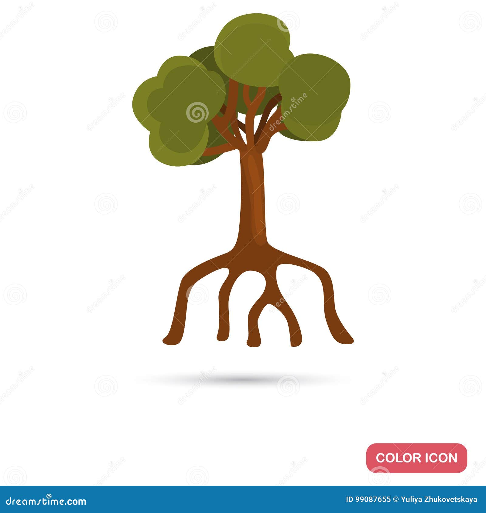 Mangrove Tree Color Flat Icon for Web and Mobile Design Stock Vector ...