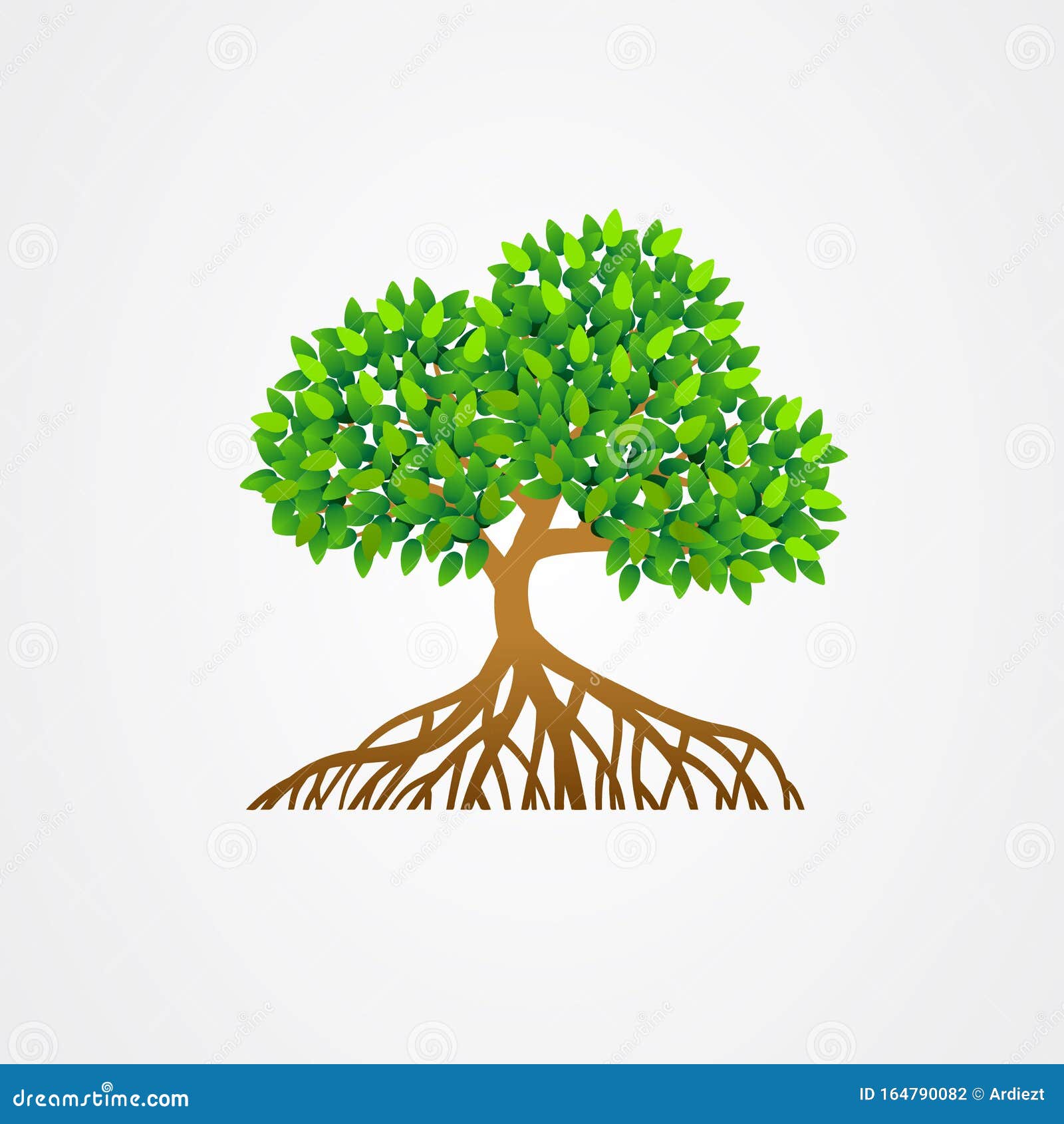 Mangrove Tree With Roots And Green Leaves Vector Illustration ... Mangrove Tree With Roots And Green Leaves Vector Illustration ...