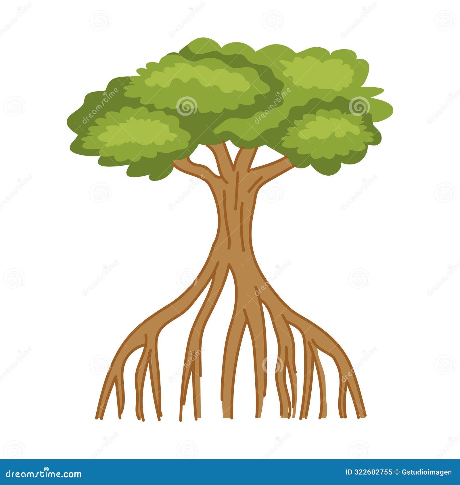 Mangrove Tree And Roots Cartoon Vector | CartoonDealer.com #322602755