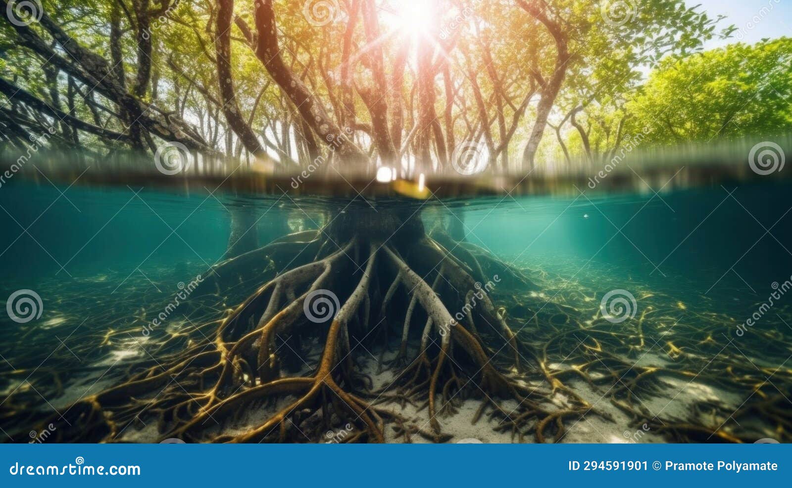 Mangrove Tree and Roots Under Water Surface Green Foliage. Mangrove ... Mangrove Tree and Roots Under Water Surface Green Foliage. Mangrove ...