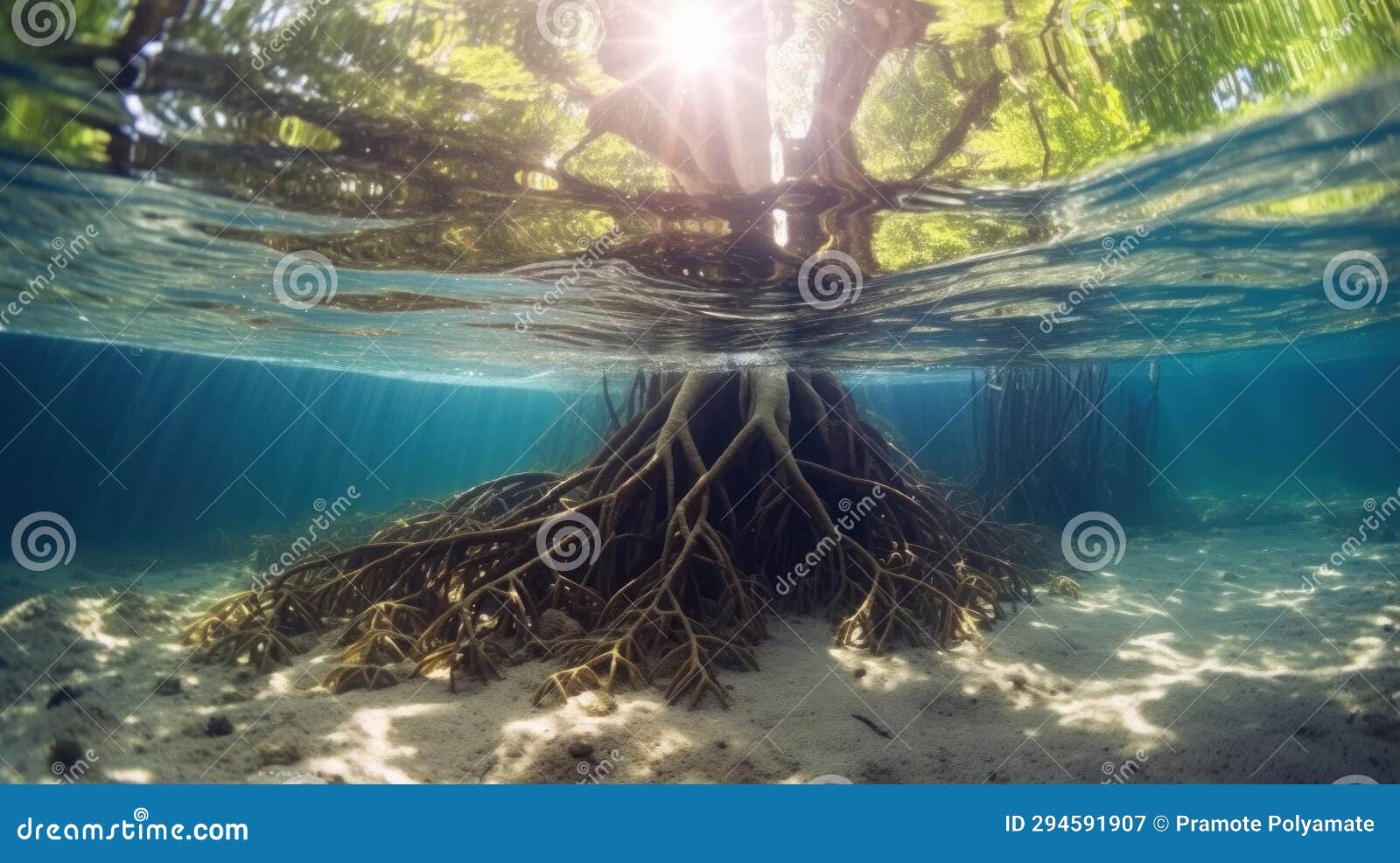 Mangrove Tree and Roots Under Water Surface Green Foliage. Mangrove ... Mangrove Tree and Roots Under Water Surface Green Foliage. Mangrove ...