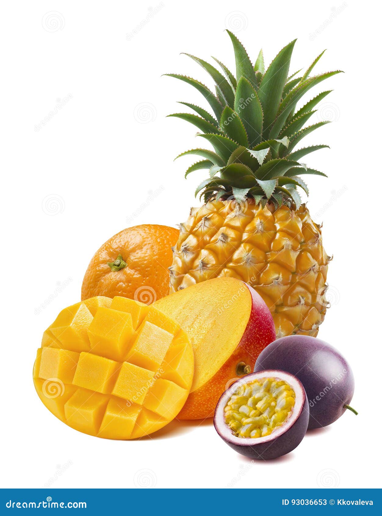 Mangue De Fruit Tropical, Orange, Ananas, Passionfruit D'isolement ...