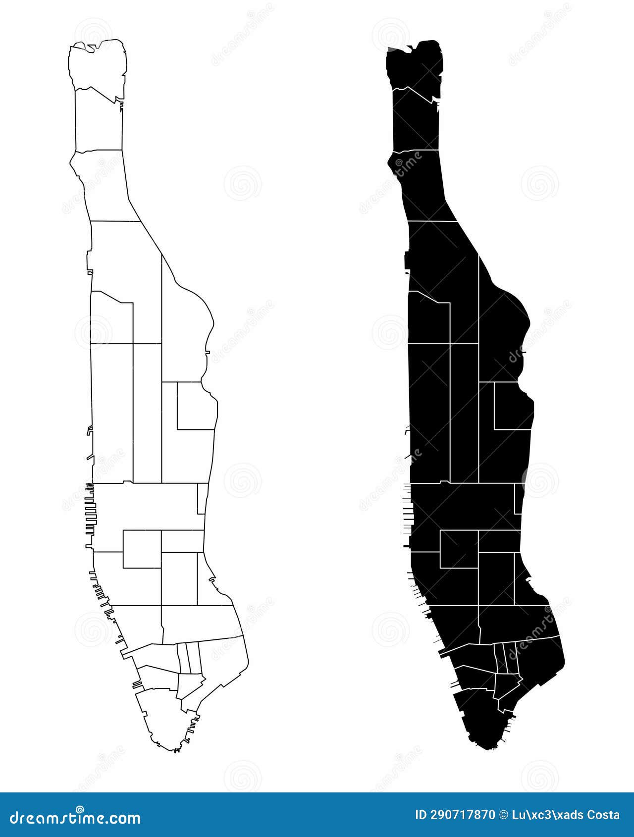 Manhattan Administrative Maps Stock Illustration - Illustration of ...