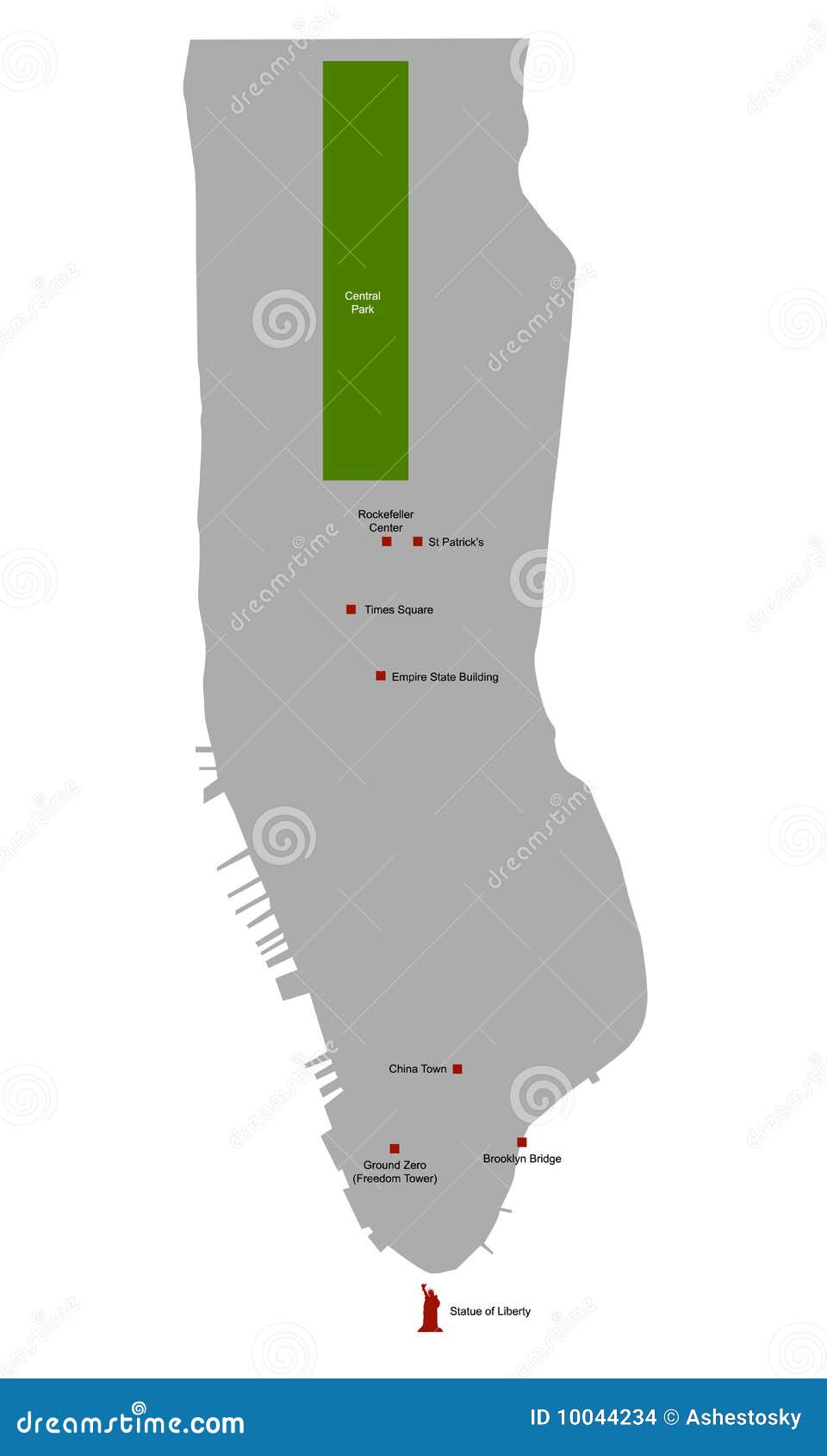 Manhattan Area Map with Landmarks Stock Vector - Illustration of park ...