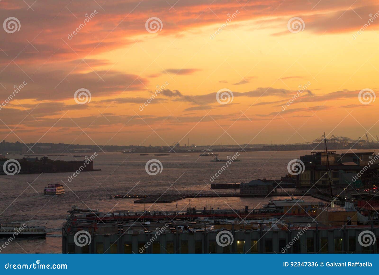 Manhattan Bay View from Brooklyn Bridge Stock Photo - Image of ...