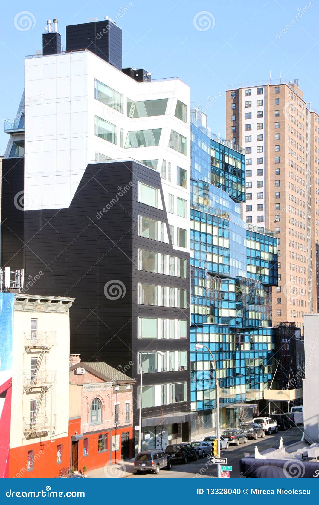 Manhattan Blue Building stock photo. Image of buildings - 13328040