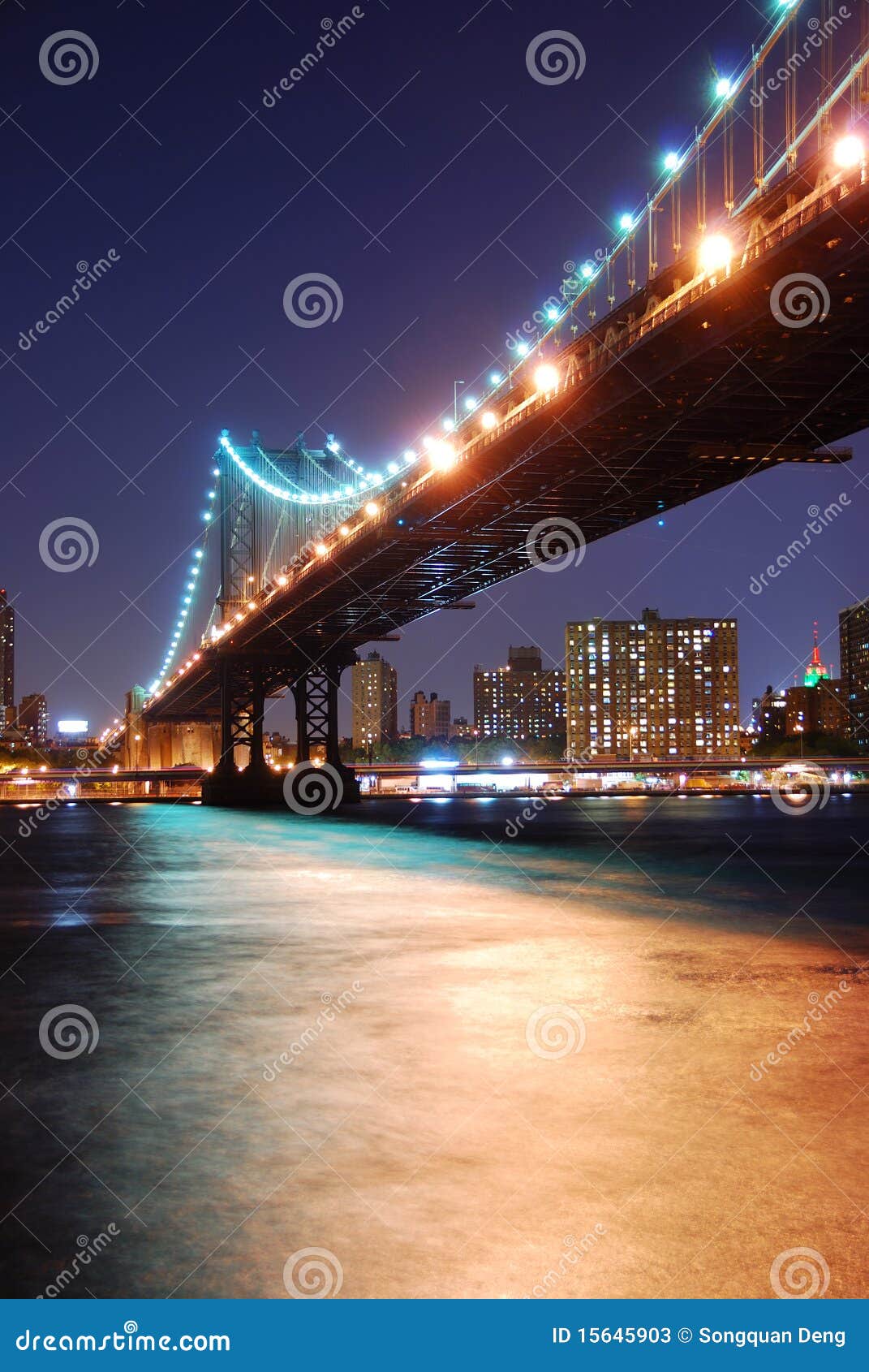 Manhattan Bridge Over Hudson River Stock Image - Image of dusk ...