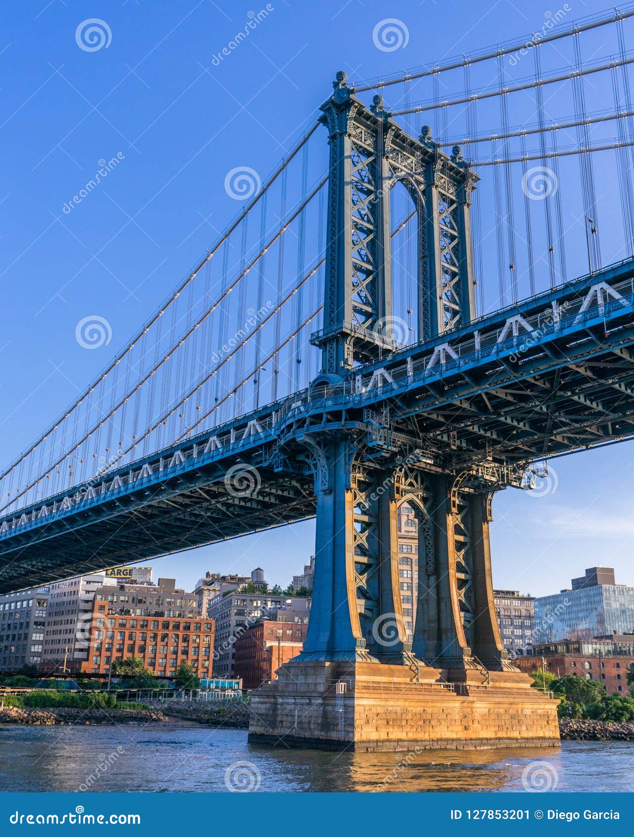 Manhattan Bridge during Sunset Editorial Photo - Image of buildings ...