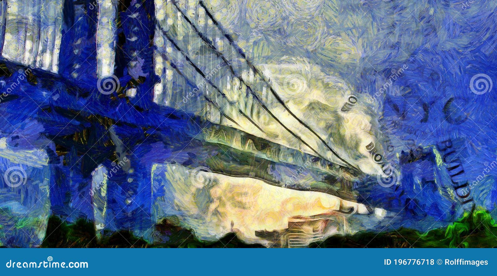 Manhattan bridge stock illustration. Illustration of american - 196776718