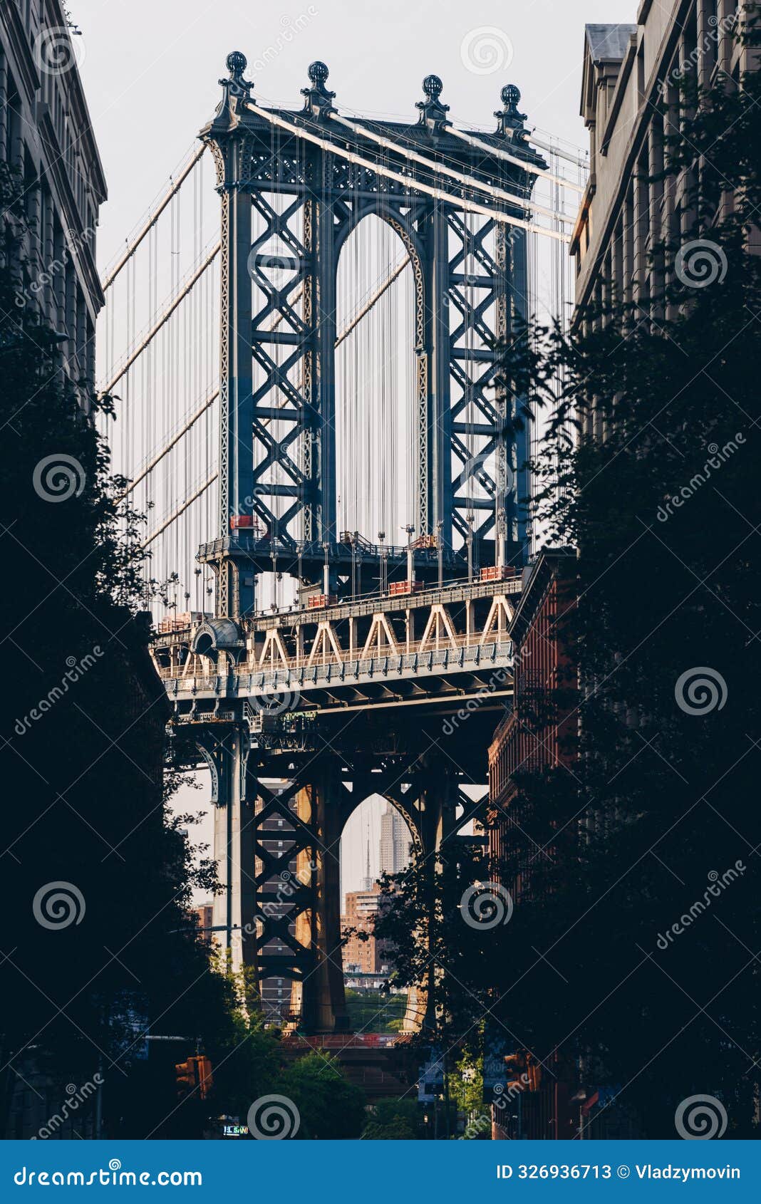 Manhattan Bridge View from Dumbo Stock Image - Image of steel, retro ...