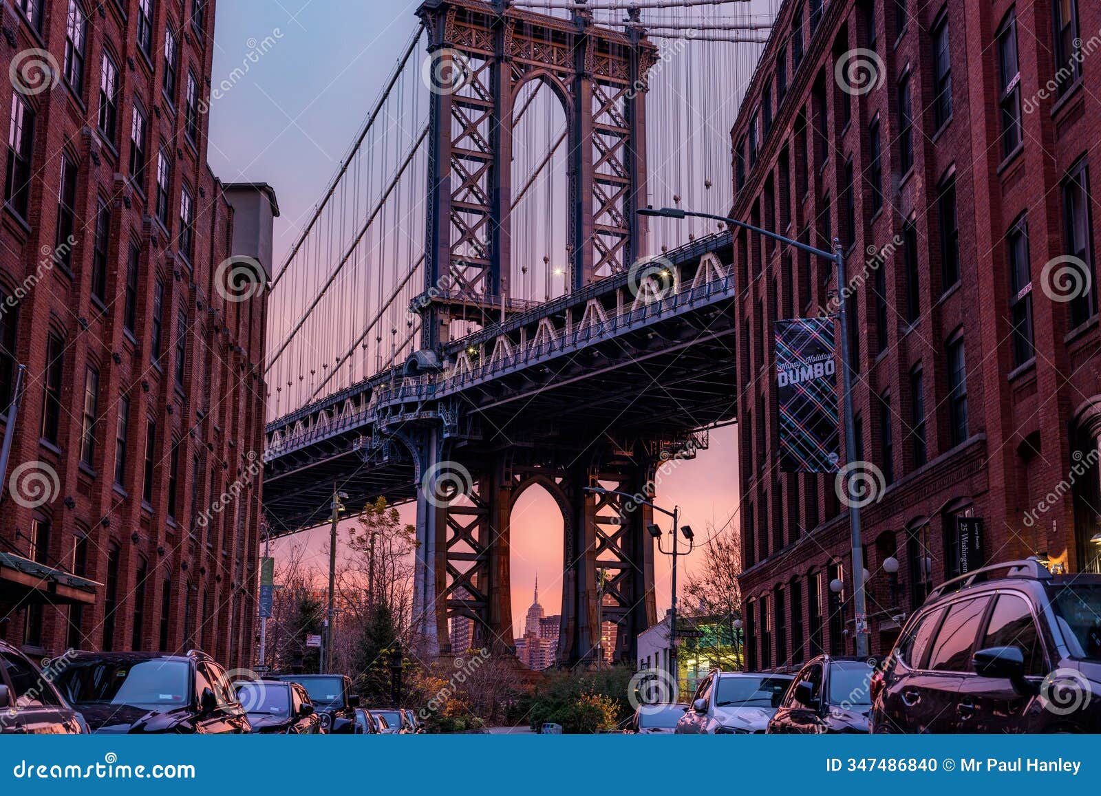 Manhattan Bridge View from DUMBO at Sunrise Stock Photo - Image of ...