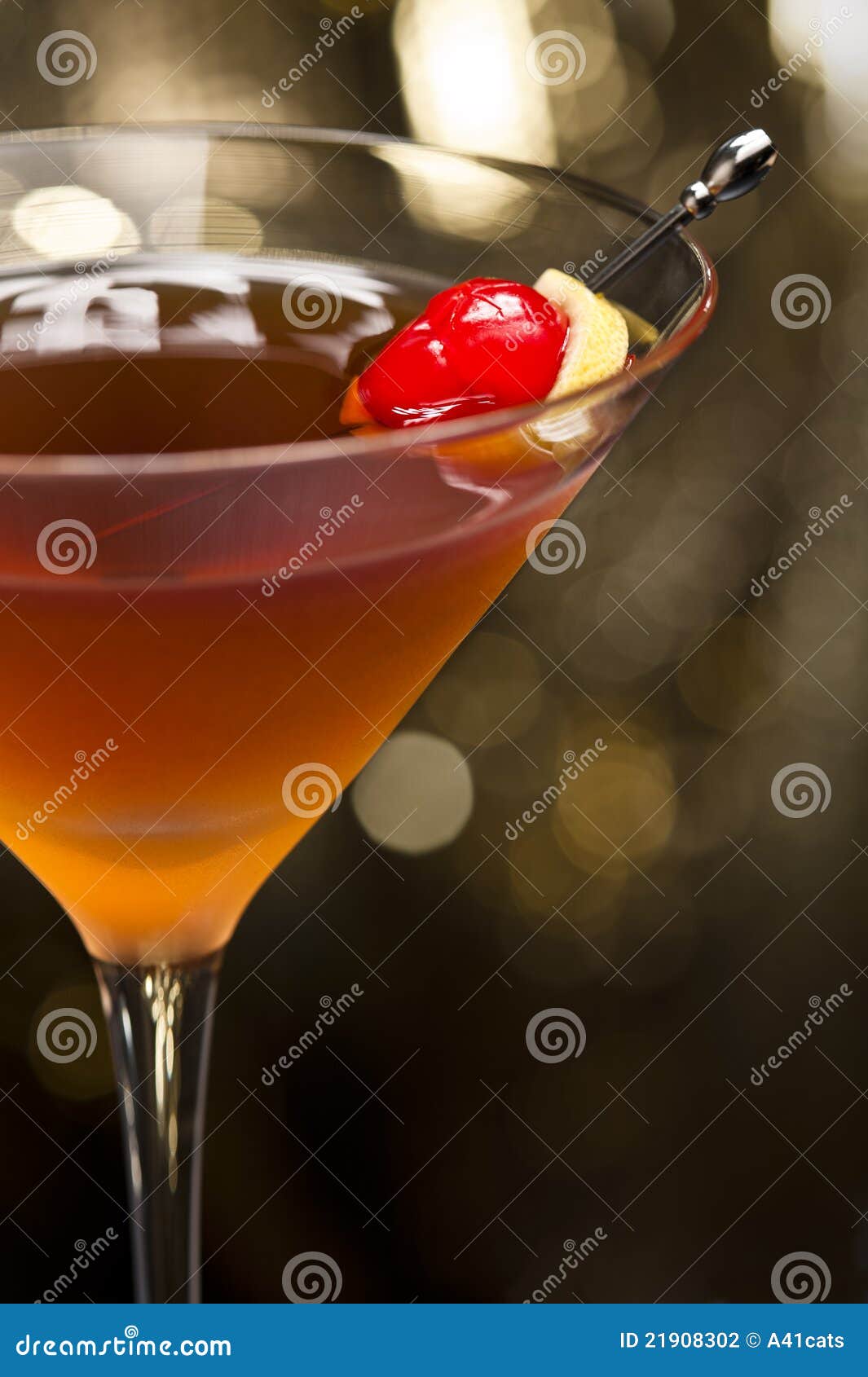 Manhattan Cocktail Garnished Stock Photo - Image of peel, cold: 21908302