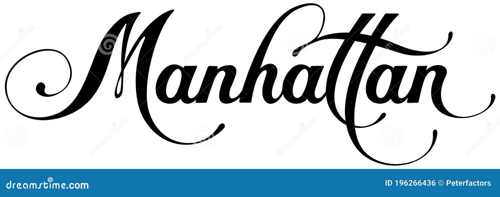 Manhattan - Custom Calligraphy Text Stock Vector - Illustration of ...