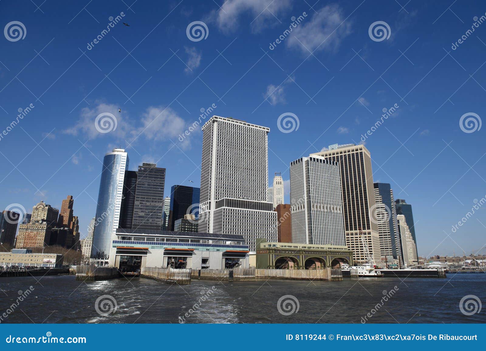 Manhattan Dock, New York City Stock Photo - Image of skyscraper, water ...