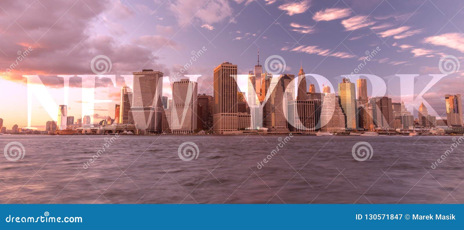 Manhattan Financial District with Sign Stock Image - Image of scenery ...