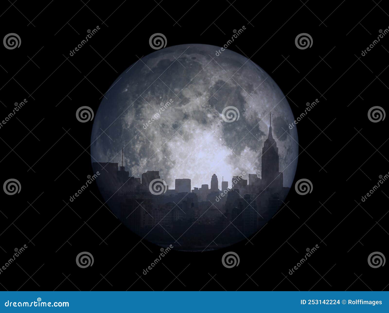 Manhattan Full moon stock photo. Image of skyline, downtown - 253142224