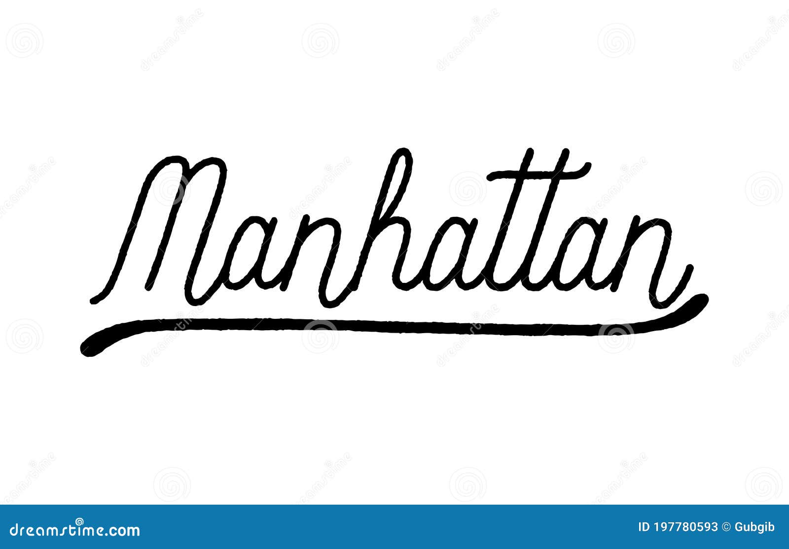 Manhattan Hand Lettering on White Background Stock Vector ...
