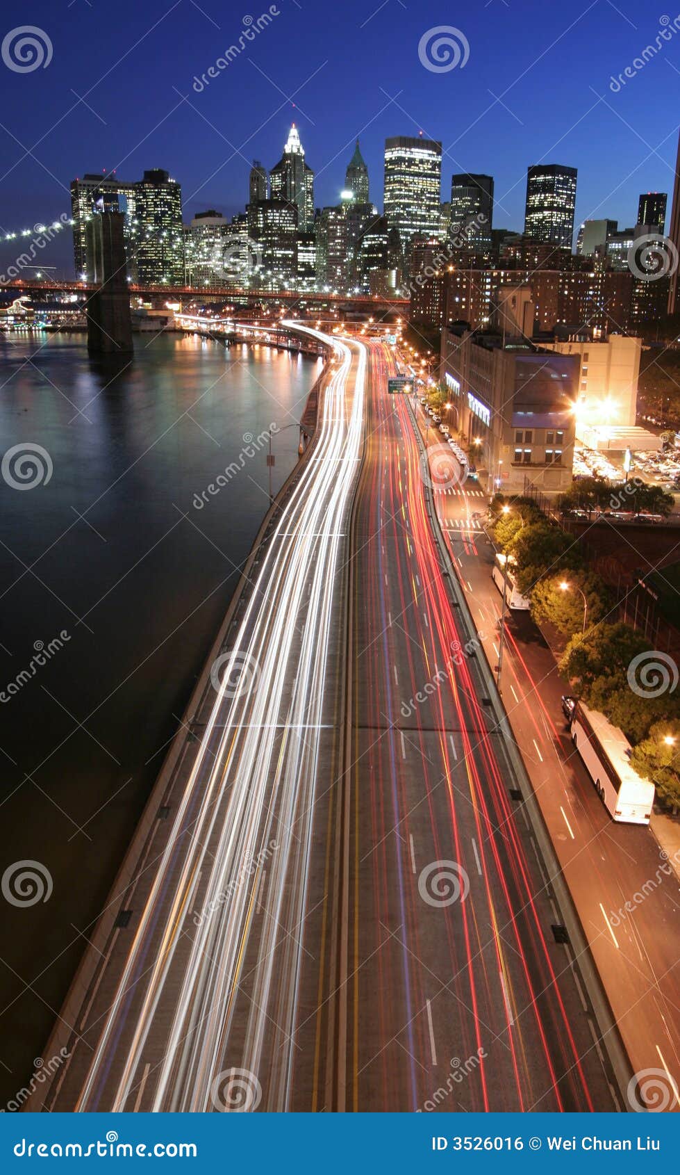 Manhattan highway traffic stock photo. Image of bridge - 3526016