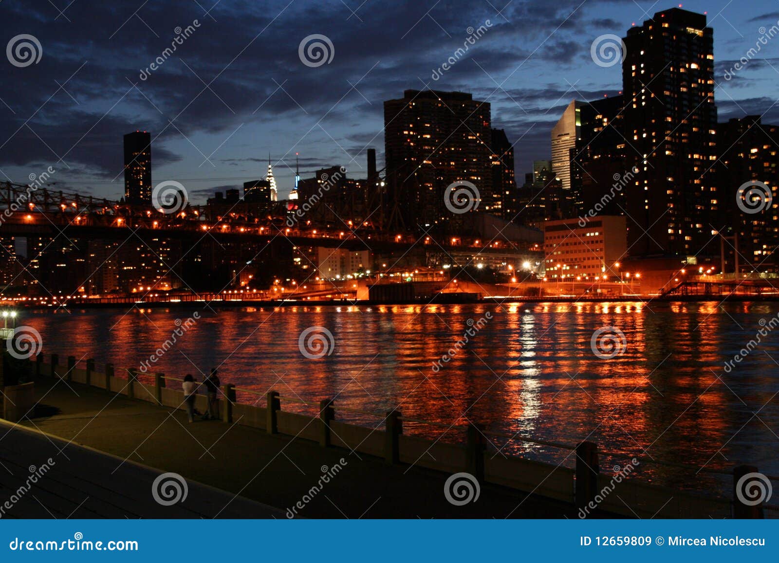 Manhattan lights stock image. Image of state, reflection - 12659809