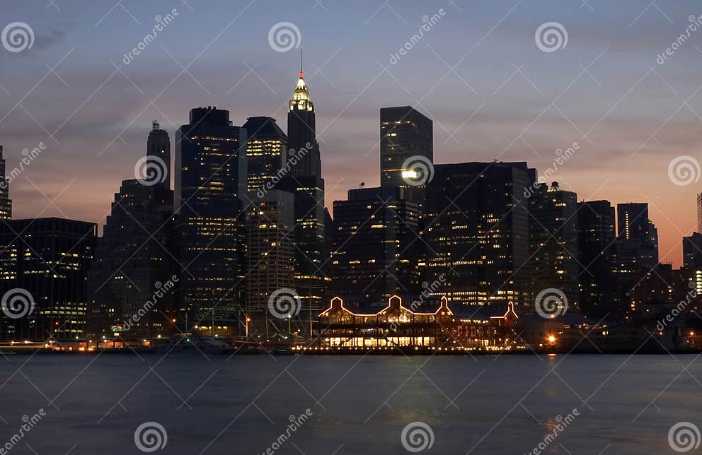 Manhattan lights stock photo. Image of evening, scene, night - 217072