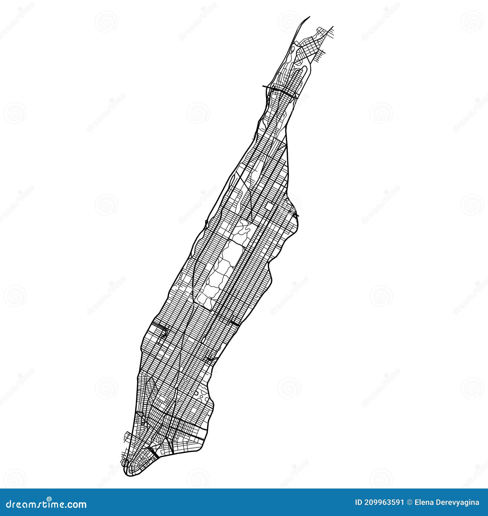 Manhattan Map Of Black Lines Of Automobile Roads Different Thickness On ...