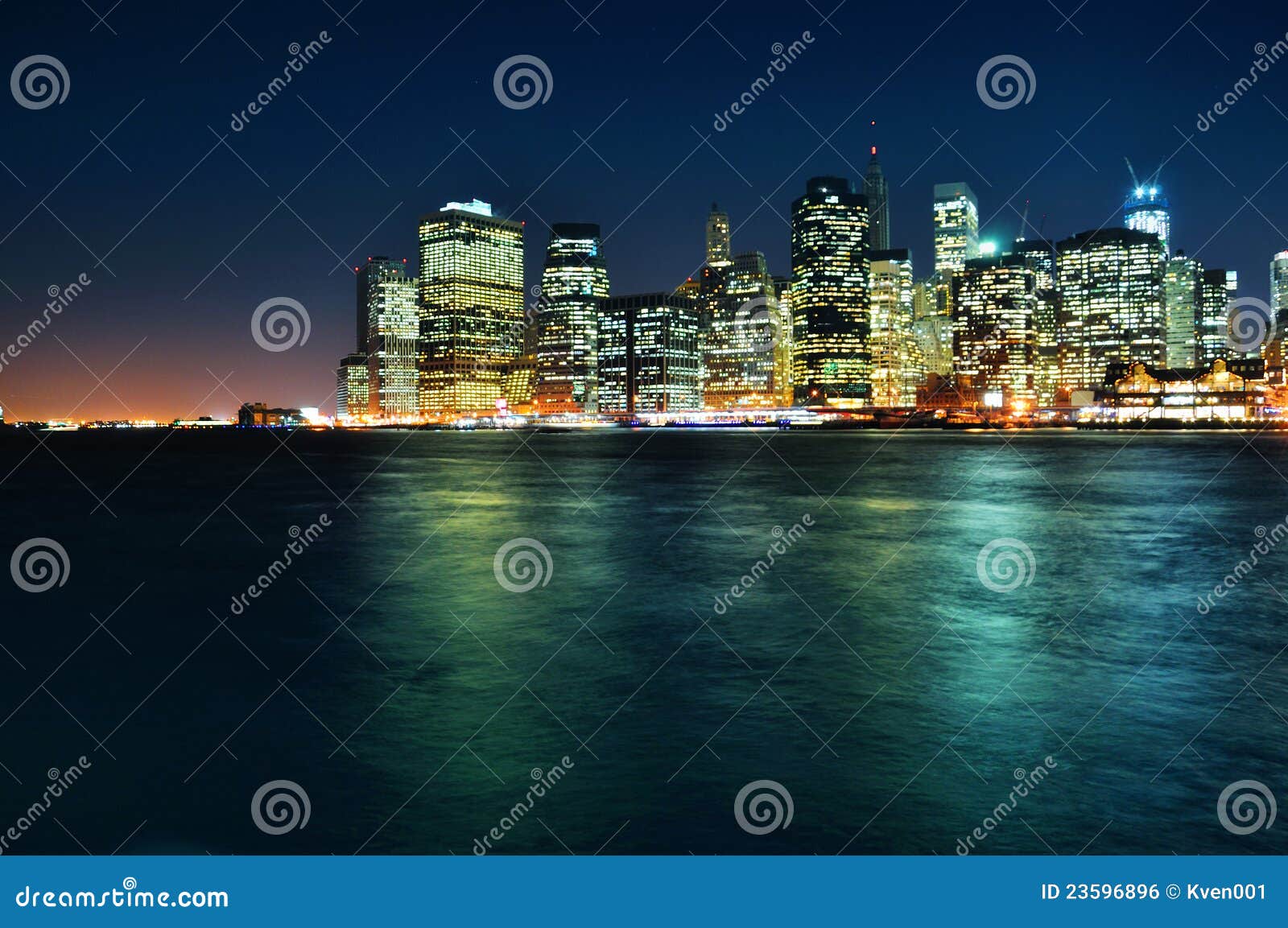 Manhattan night scene stock photo. Image of light, metropolis - 23596896