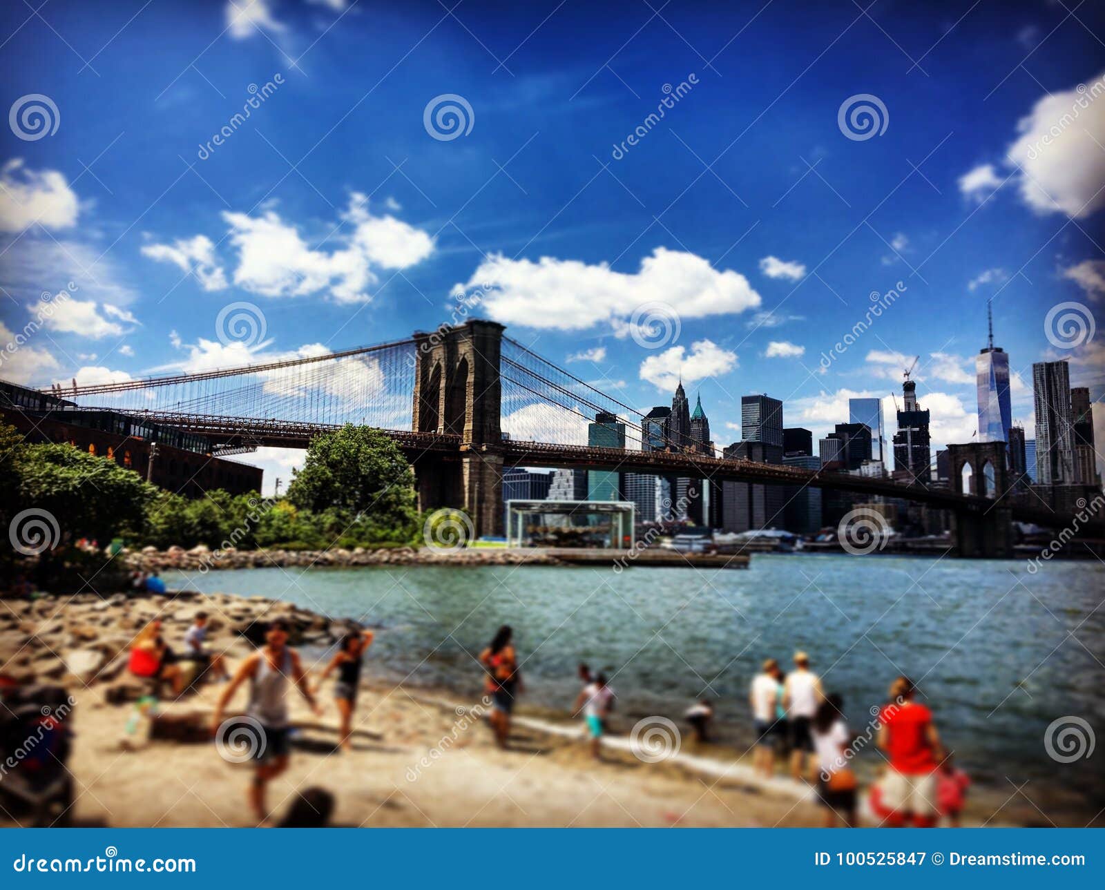 DUMBO View of Brooklyn Bridge Stock Image - Image of dumbo, beach ...