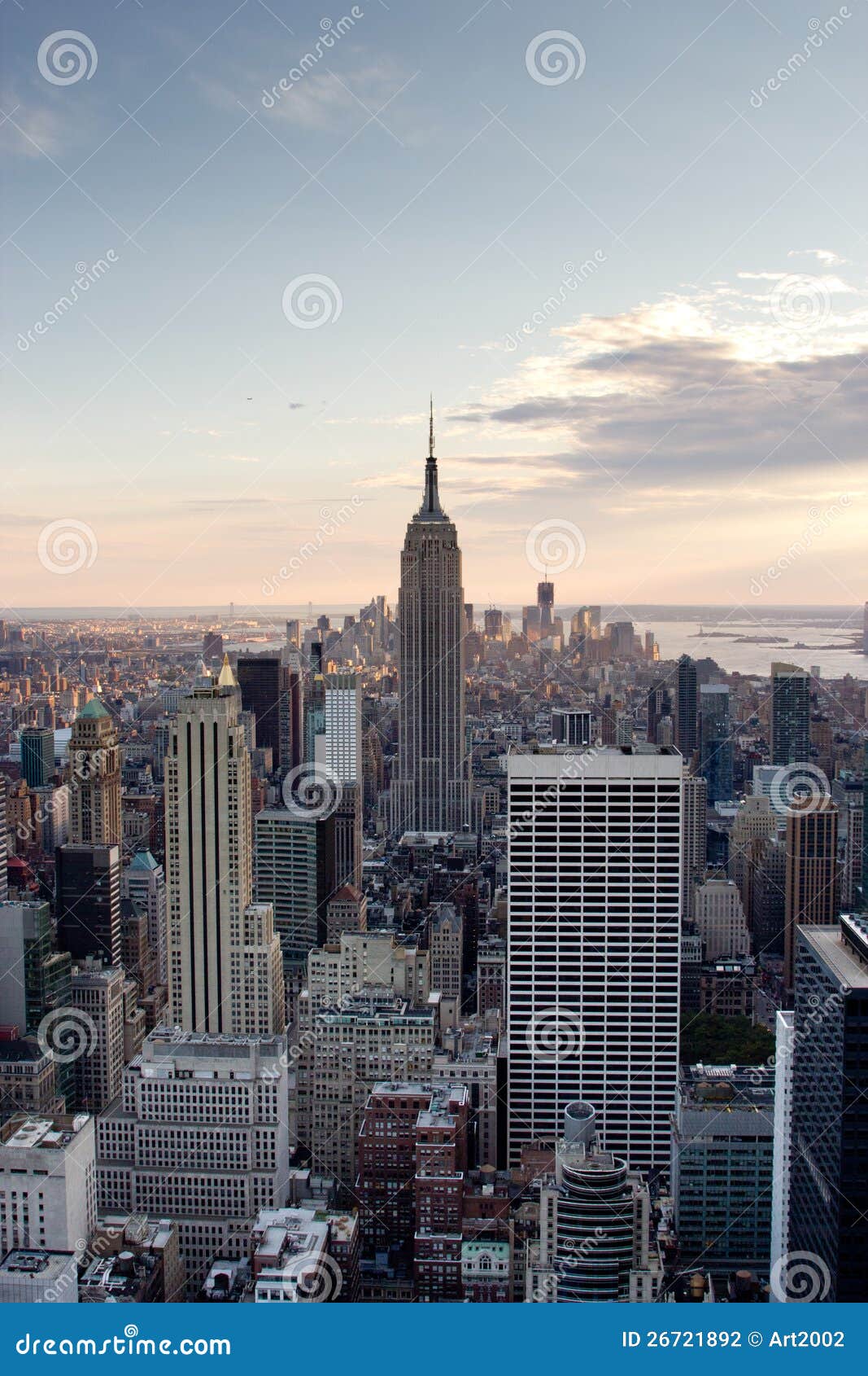 Manhattan Skyline, NY at Dusk (Vertical) Stock Photo - Image of place ...