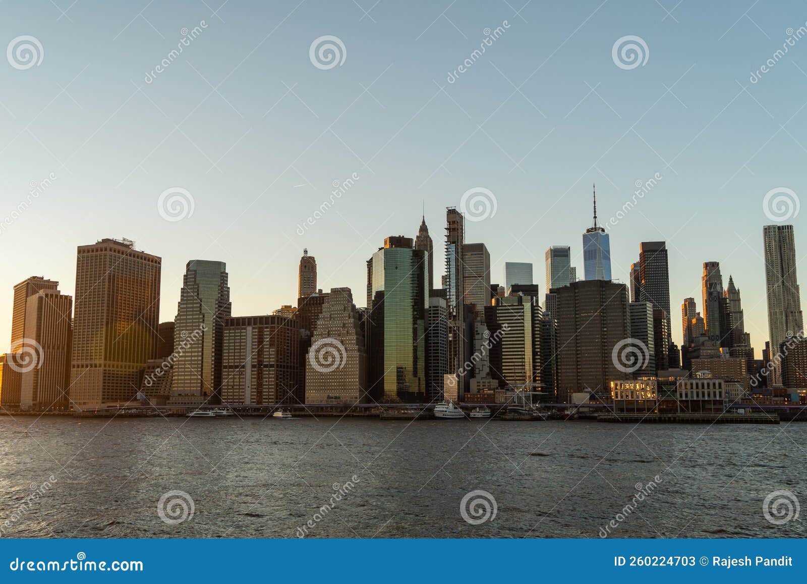 Manhattan Skyline during Sunset in New York City Stock Image - Image of ...