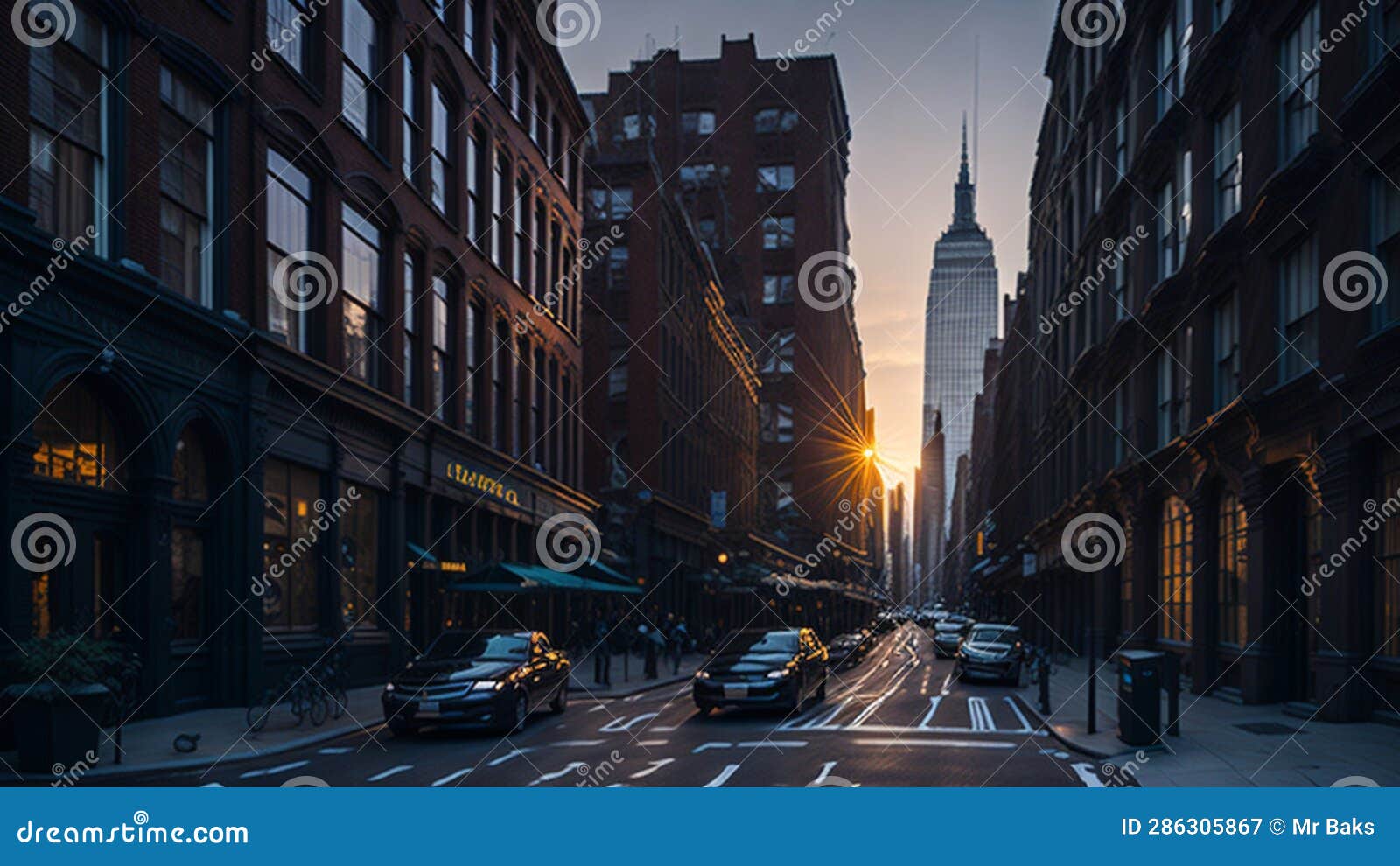 Manhattan street view. stock illustration. Illustration of fast - 286305867