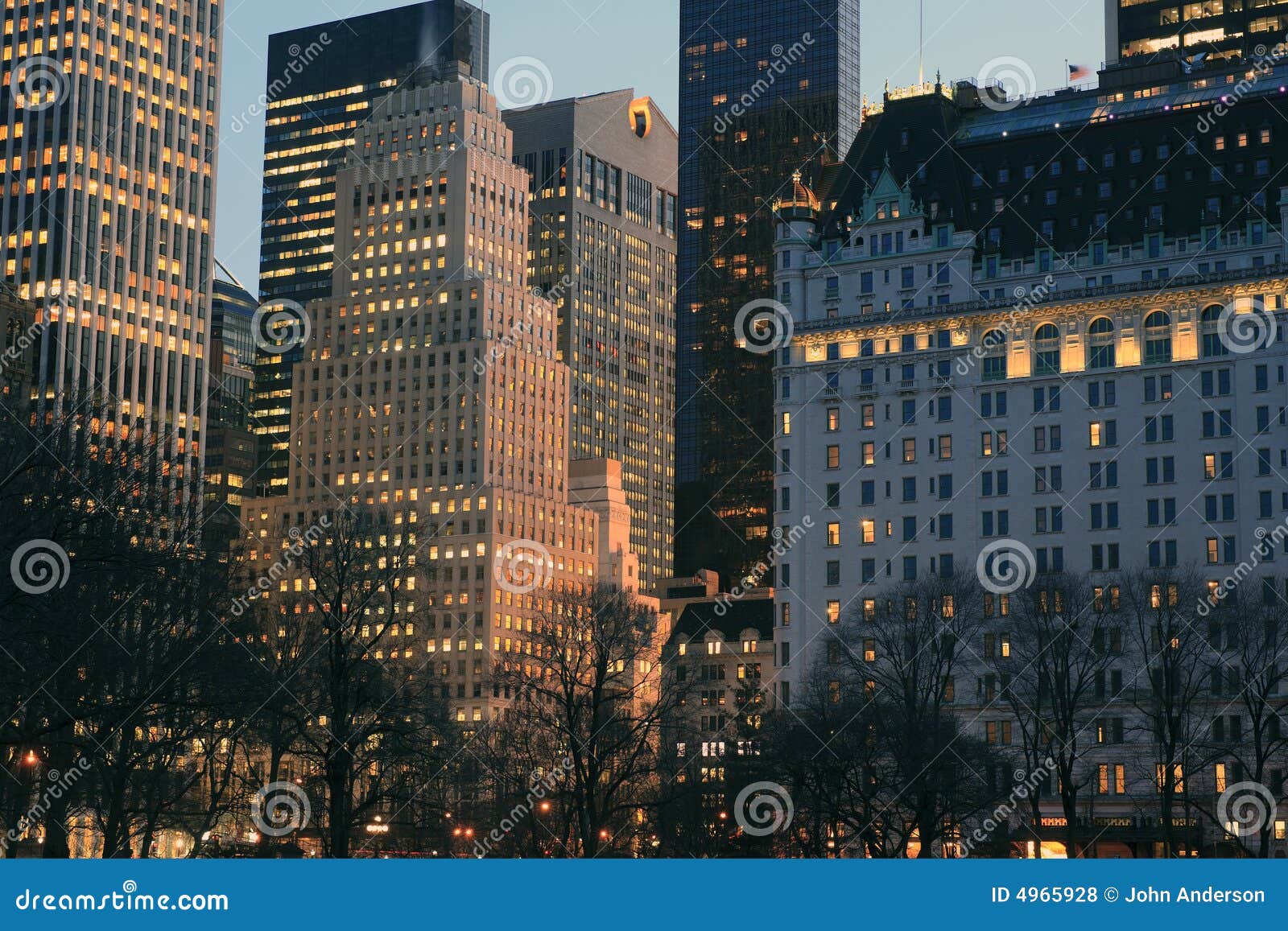Manhattan sunset stock photo. Image of trees, central - 4965928