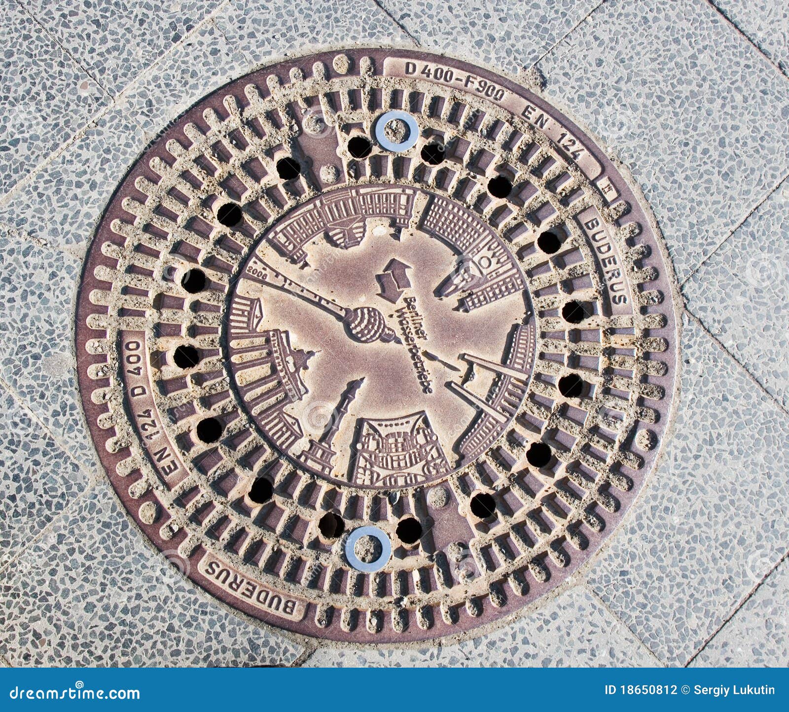 Manhole cover, Berlin stock photo. Image of manhole, sewer - 18650812