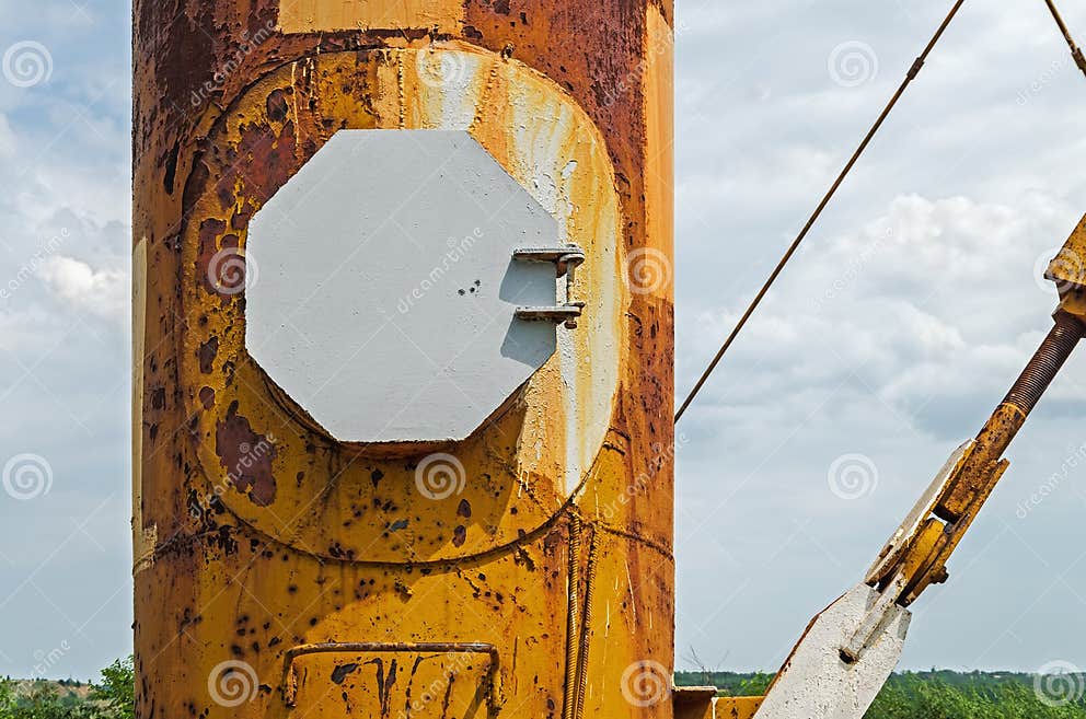Manhole Cover on High-voltage Support Stock Photo - Image of grunge ...