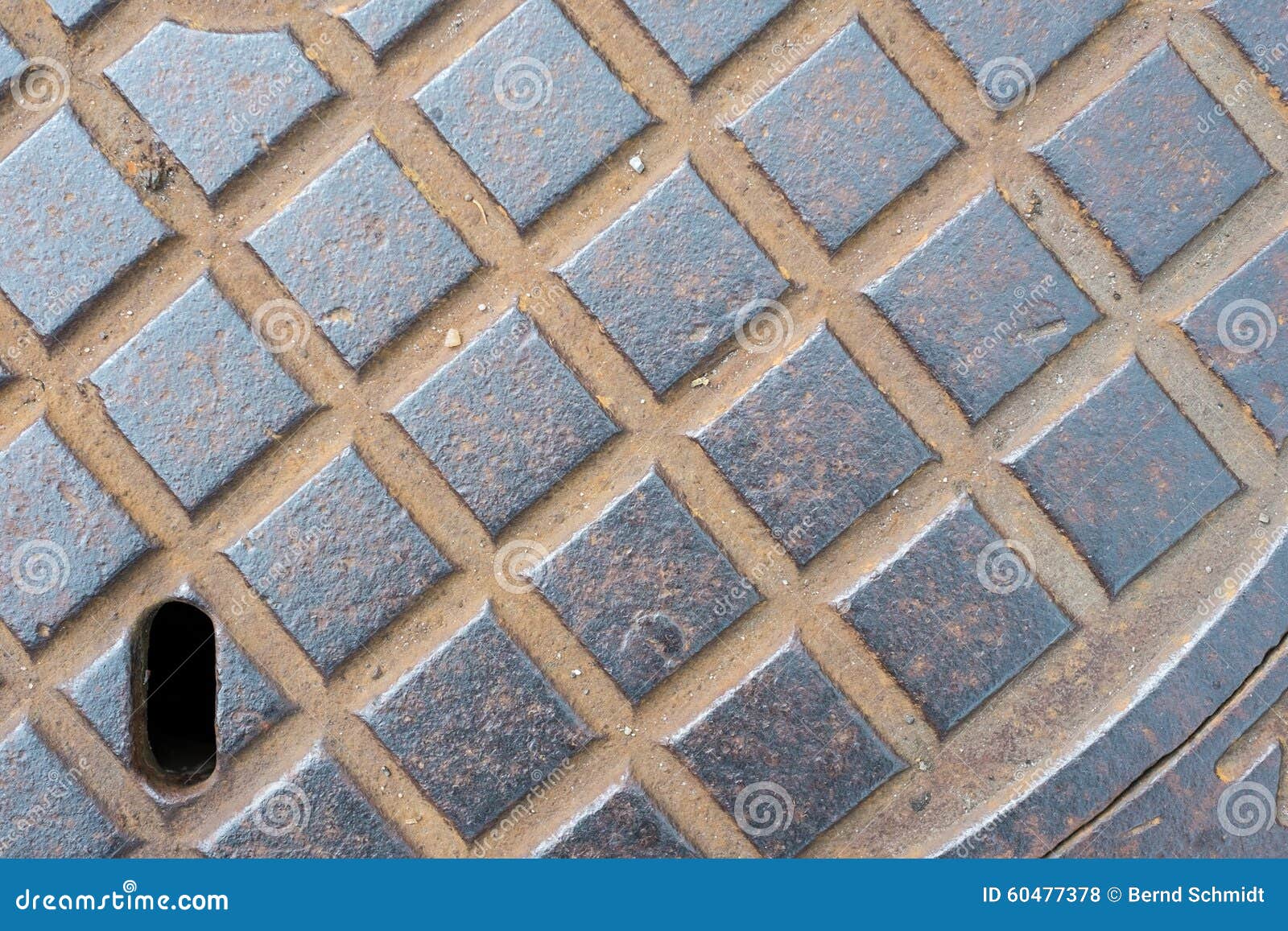 Manhole Cover with Hole and Rust Stock Photo - Image of floor, hole ...