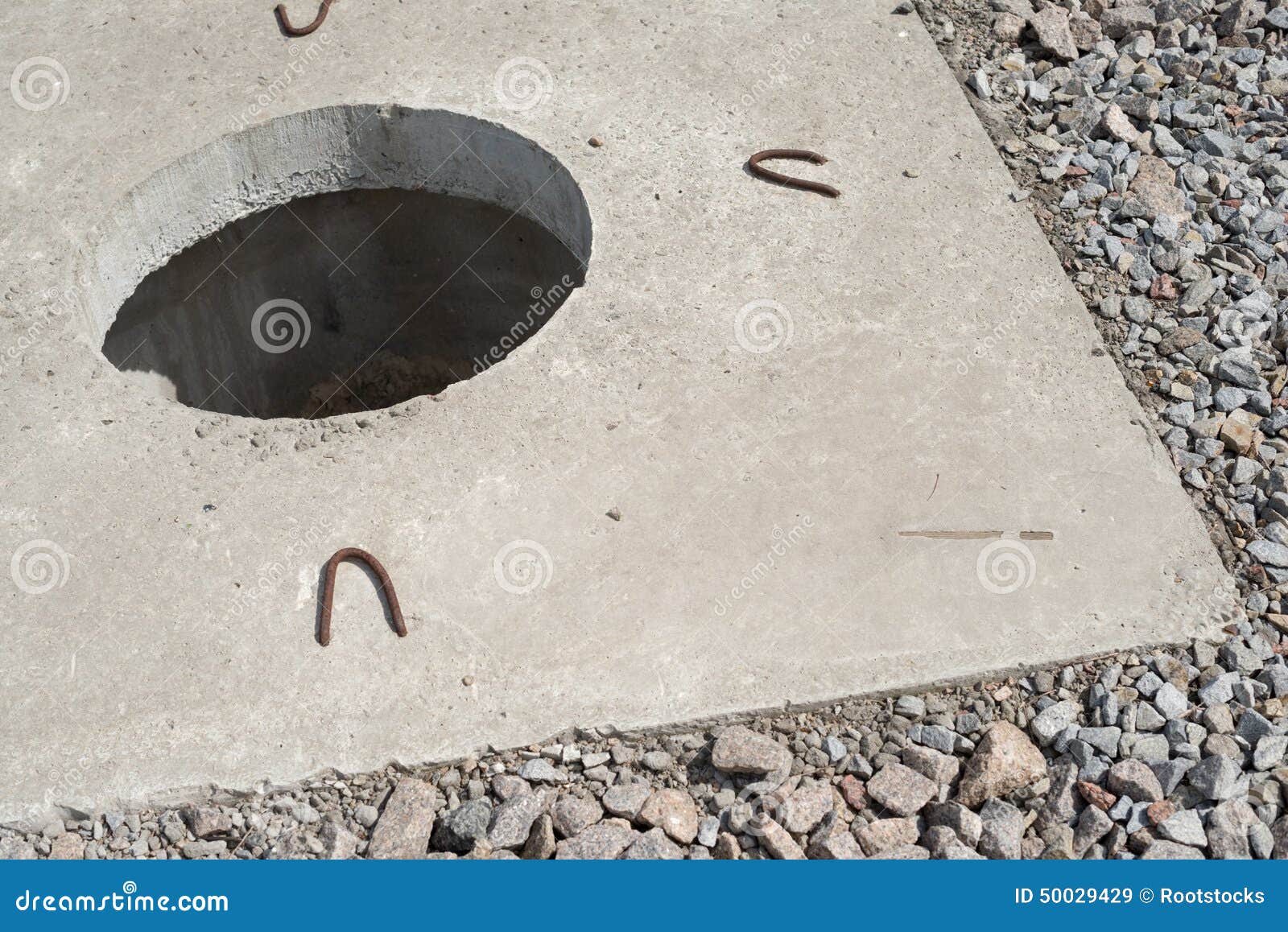Manhole without Cover in New Concrete Block Stock Image - Image of ...