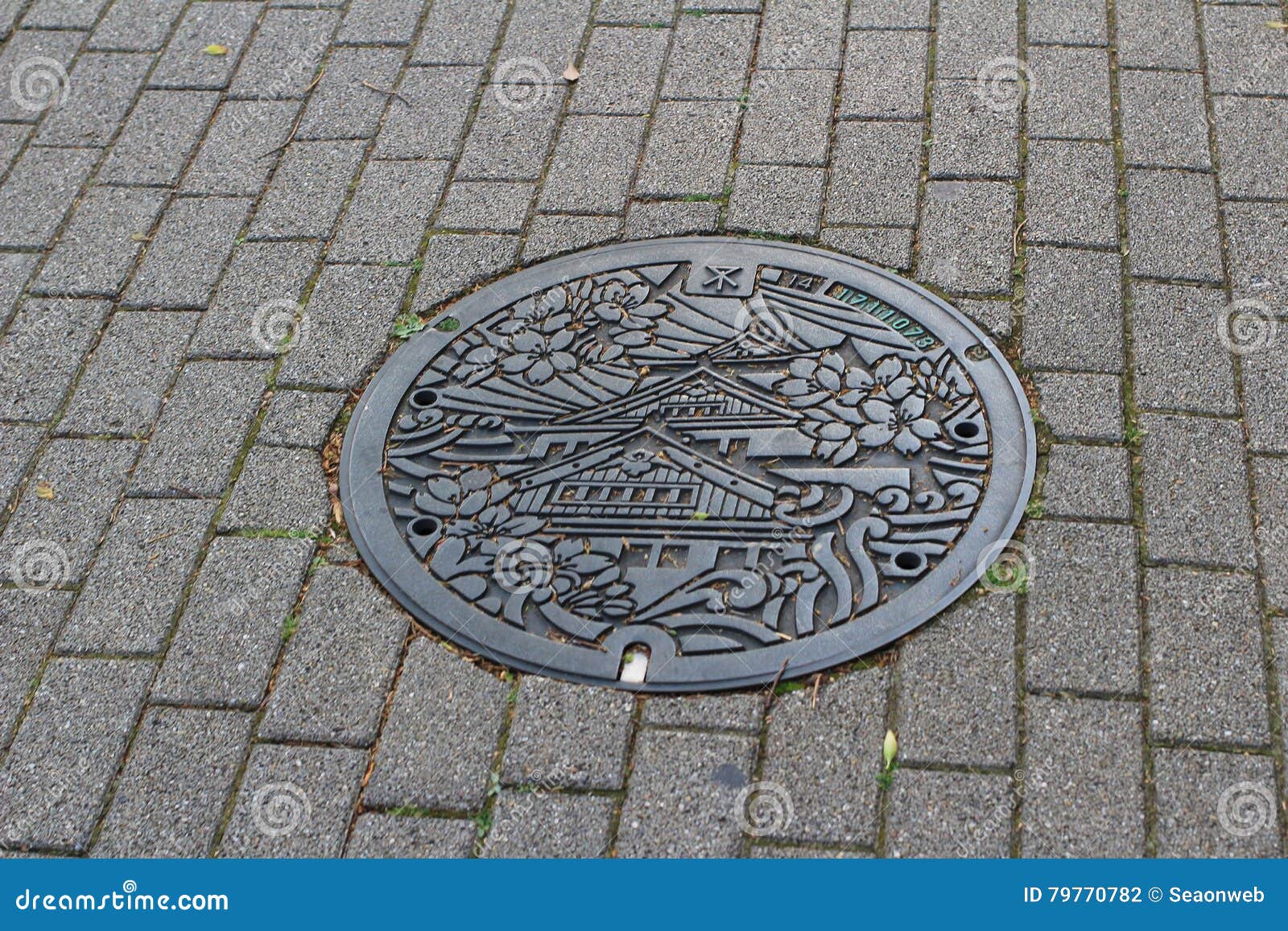 Manhole Cover on Street, Top View. Stock Photo - Image of round, metal ...