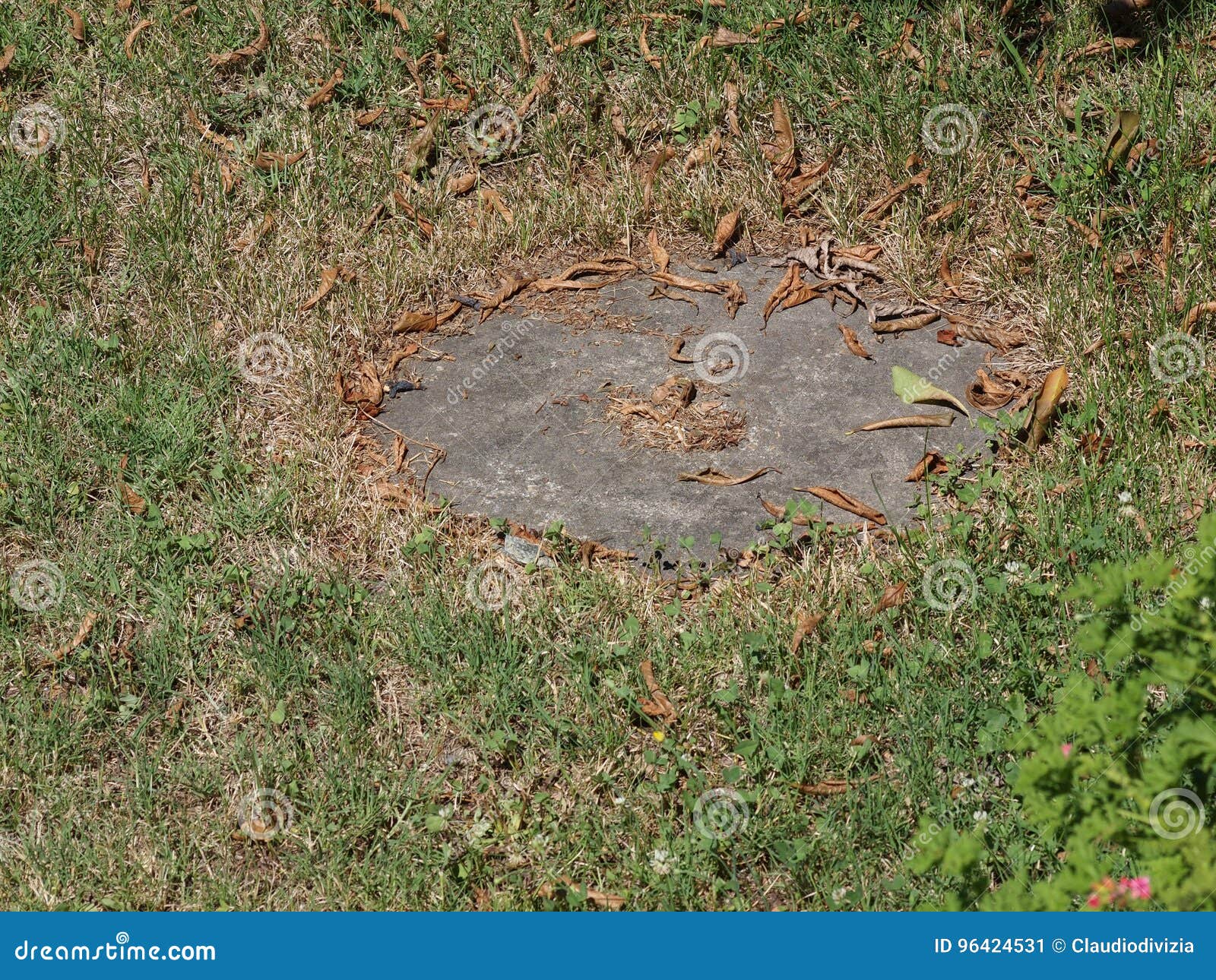 Manhole in the grass stock image. Image of furniture - 96424531