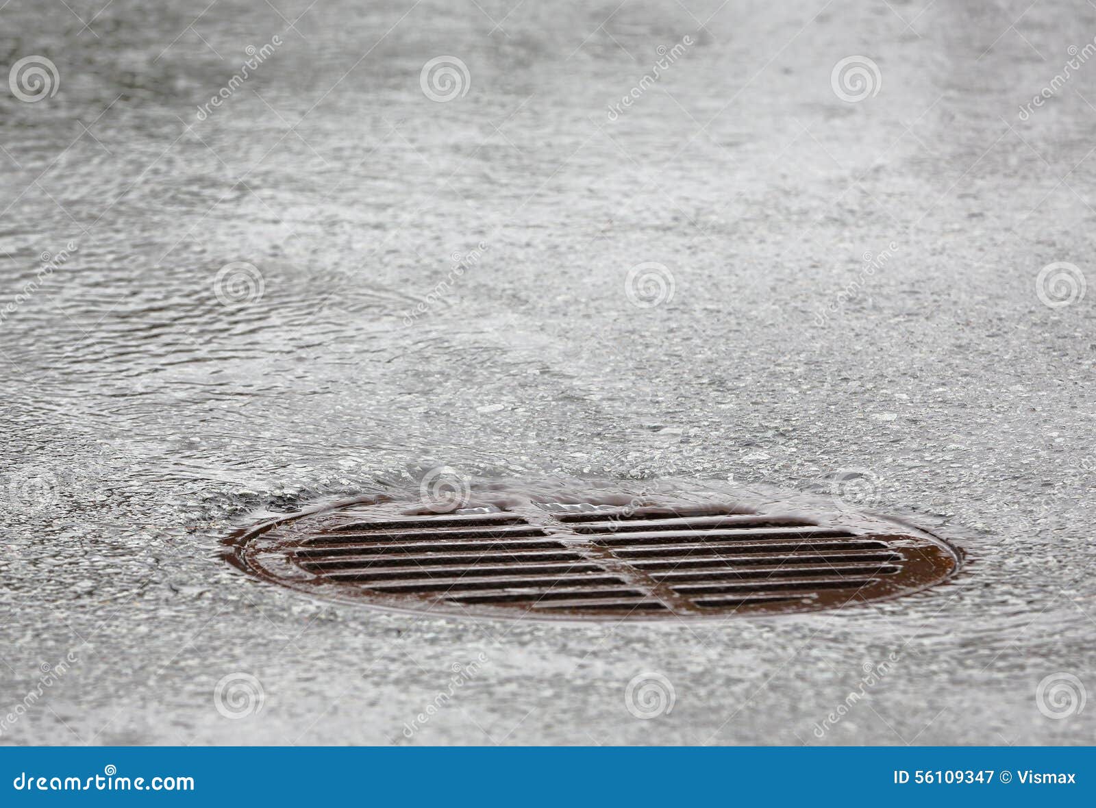 Manhole Grate, Heavy Rain stock image. Image of iron - 56109347