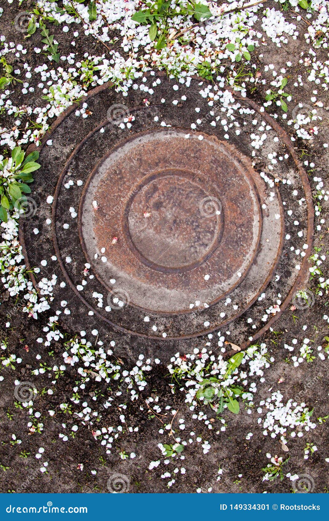 Manhole in the ground stock image. Image of rust, dirt - 149334301