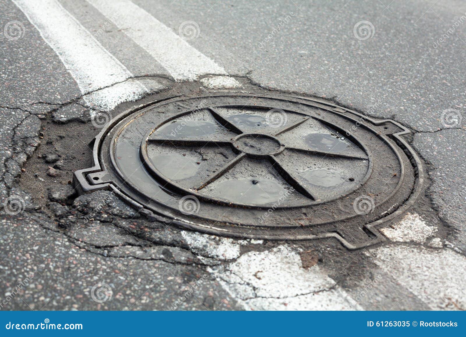 Manhole on the road stock image. Image of abstract, access - 61263035