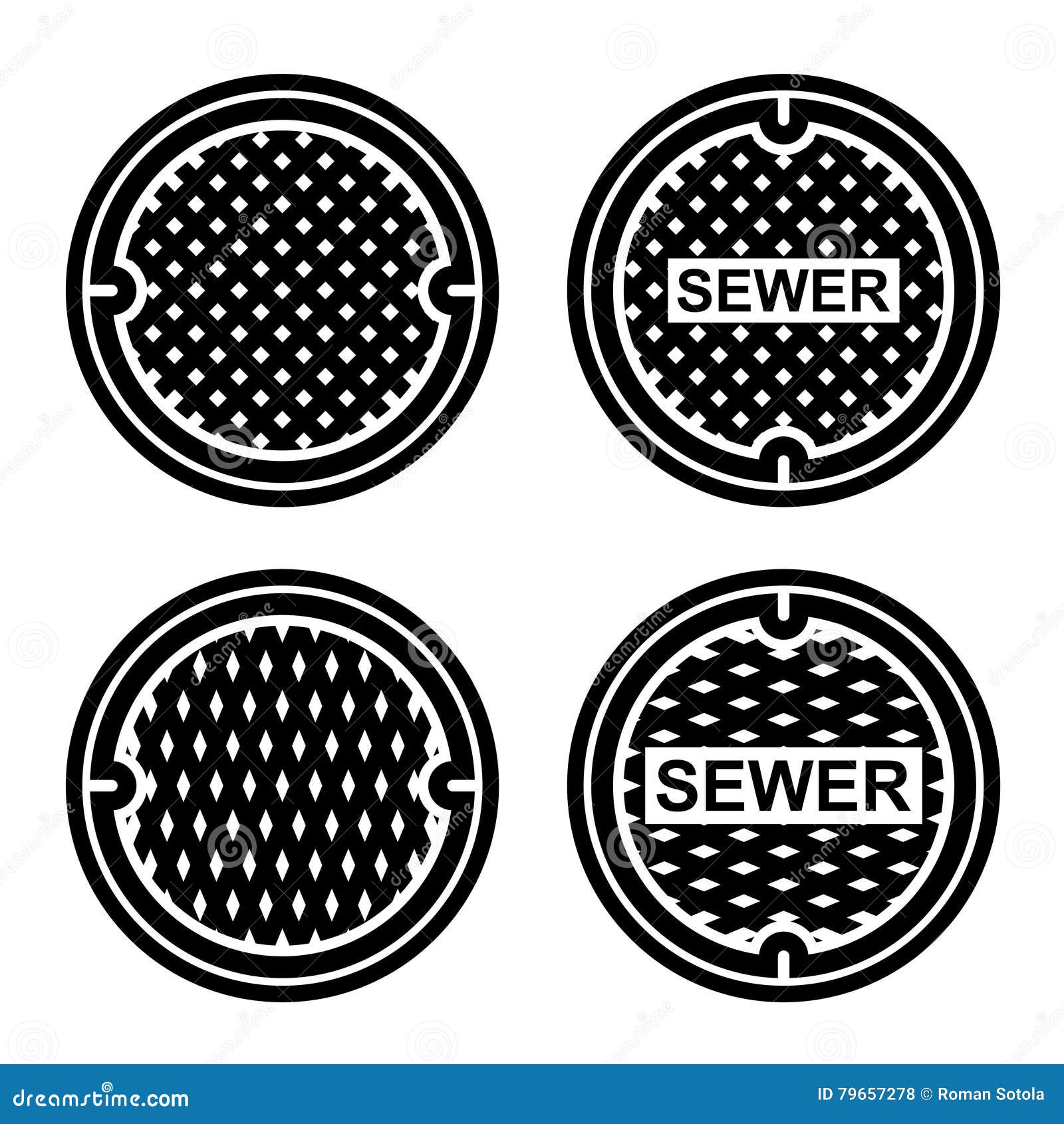 Manhole Sewer Vector Cartoon Icon. Vector Illustration Hatch Street On ...