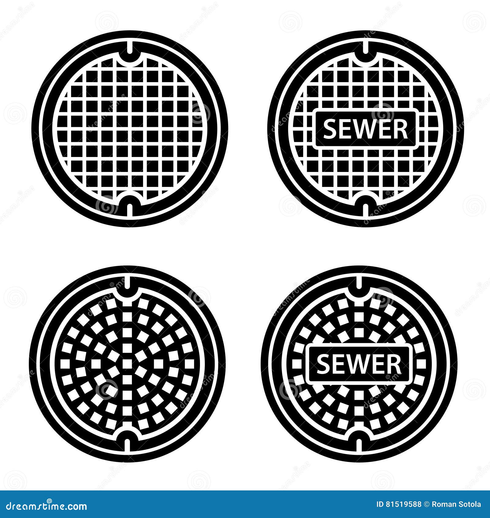 Manhole Sewer Cover Black Symbol Cartoon Vector | CartoonDealer.com ...