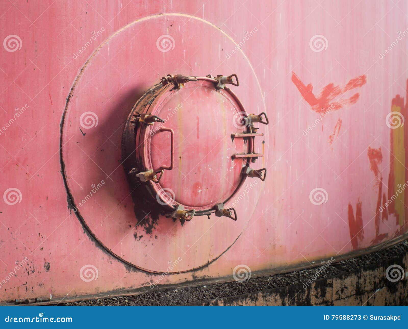 Manhole of Storage Tank. Entry To Confined Spa Stock Image - Image of ...
