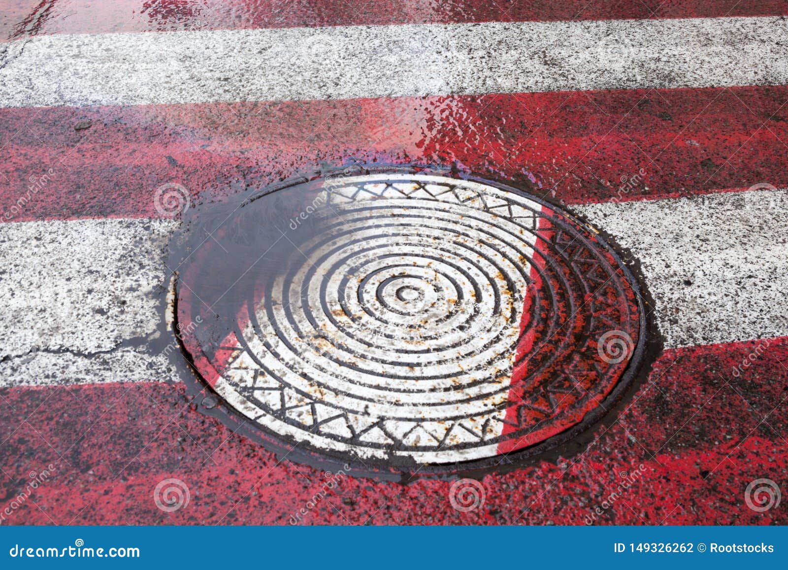 Manhole With Zebra Crossing Marking Royalty-Free Stock Photography ...
