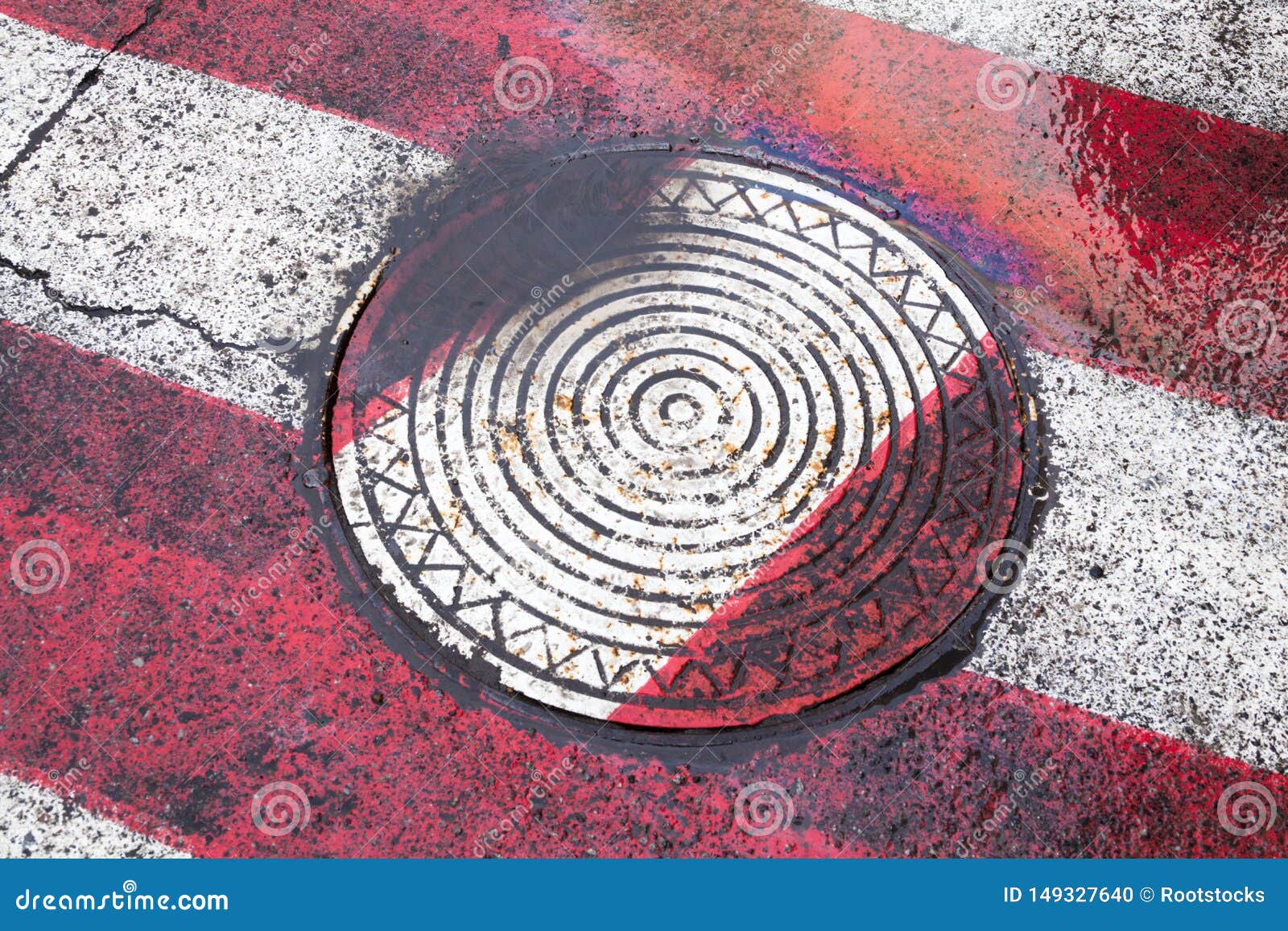 Manhole With Zebra Crossing Marking Royalty-Free Stock Photography ...