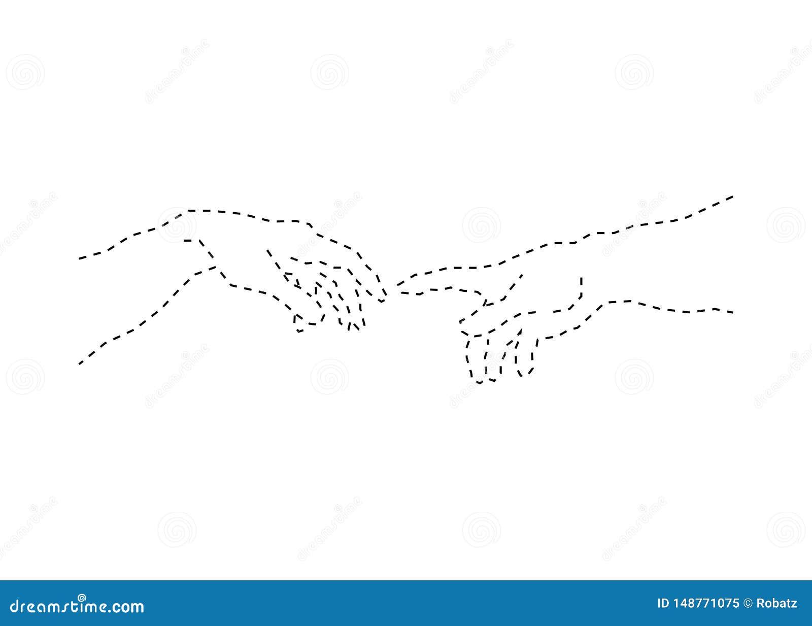 Meeting of Hands Sketch with Dotted Line Style, Isolated or White ...