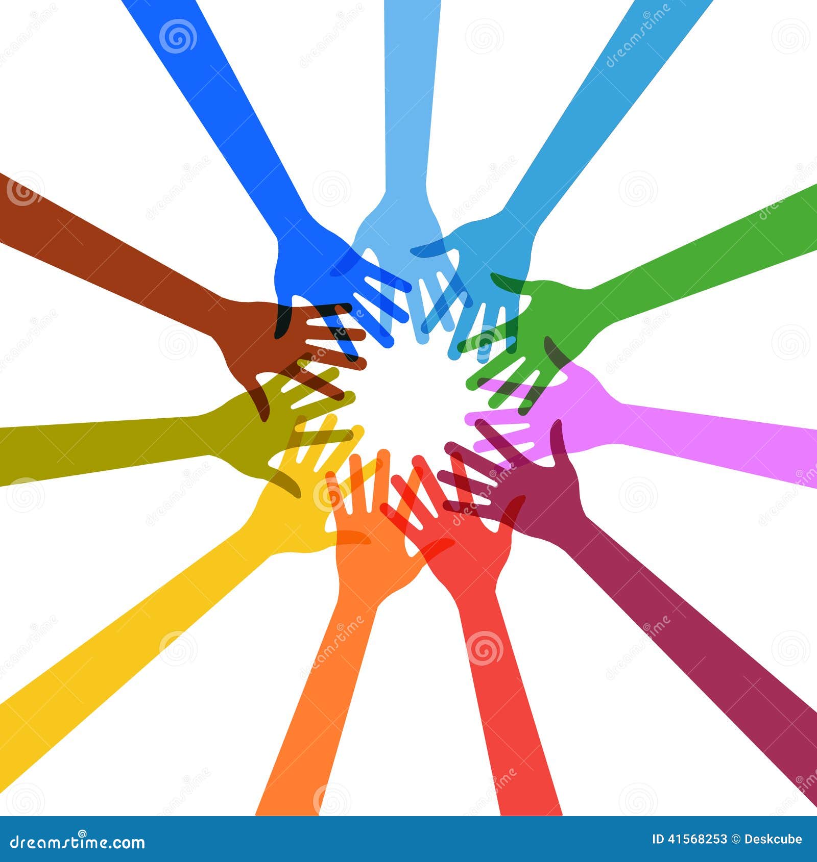 Mani Che Si Toccano Nel Cerchio Illustrazione Vettoriale ...