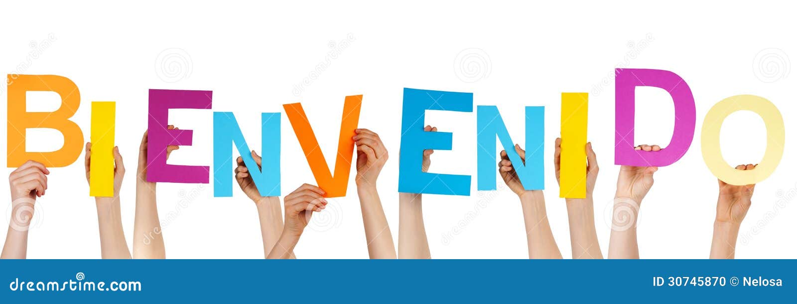 Mani Che Tengono BIENVENIDO Fotografia Stock - Immagine di saluti, ciao ...