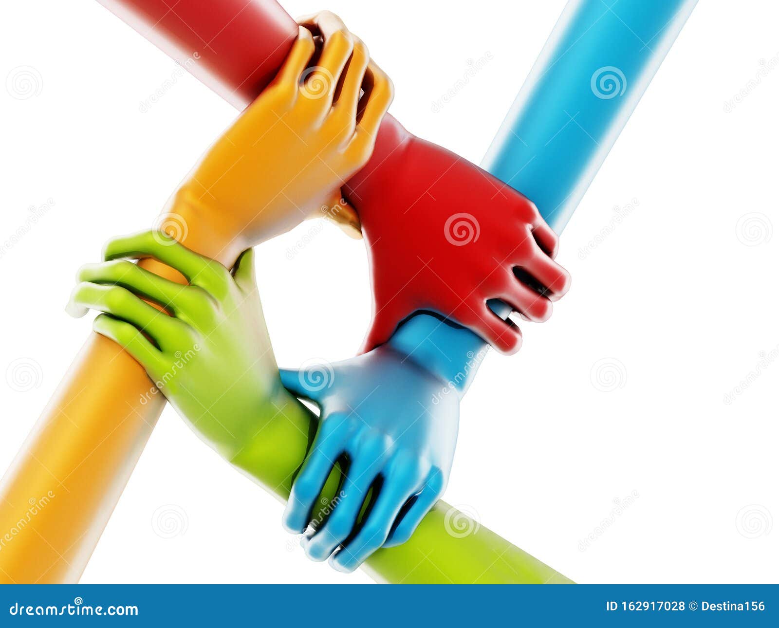 Mani Colorate Che Si Stringono a Vicenda Illustrazione 3D Illustrazione ...