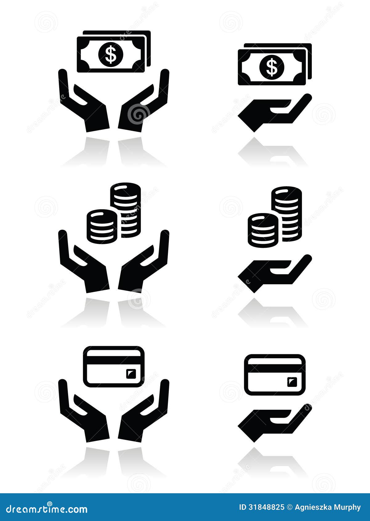 Mani Con Le Icone Dei Soldi Messe Illustrazione di Stock ...
